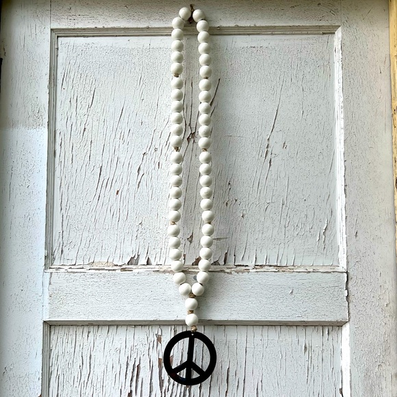 Wall Decor | Large Primitive Distressed Style White Wood And Metal ...